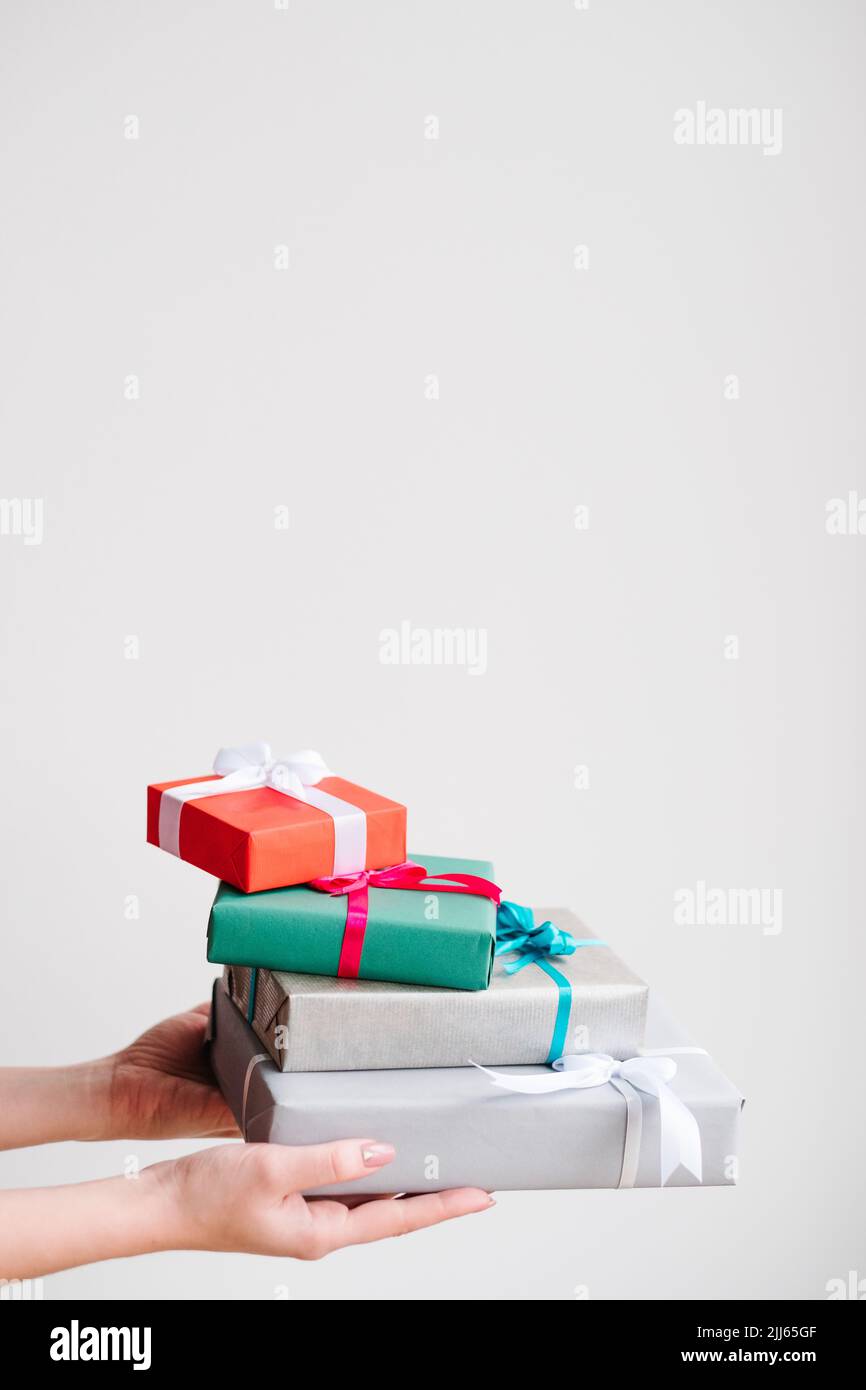 present sale assortment on white background Stock Photo - Alamy