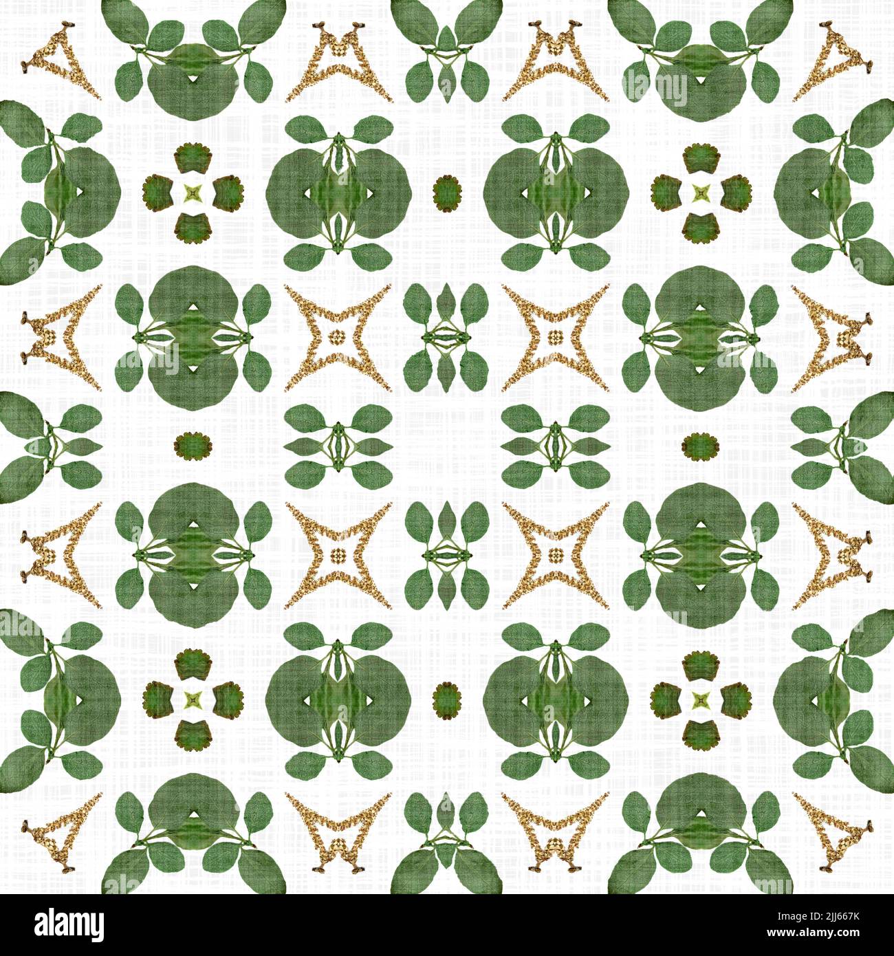 Foliage kaleidoscope seamless texture pattern. Trendy optic fresh ...