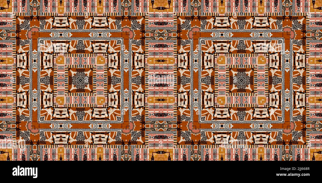 Brown safari animal print patchwork seamless border pattern. Natural ...