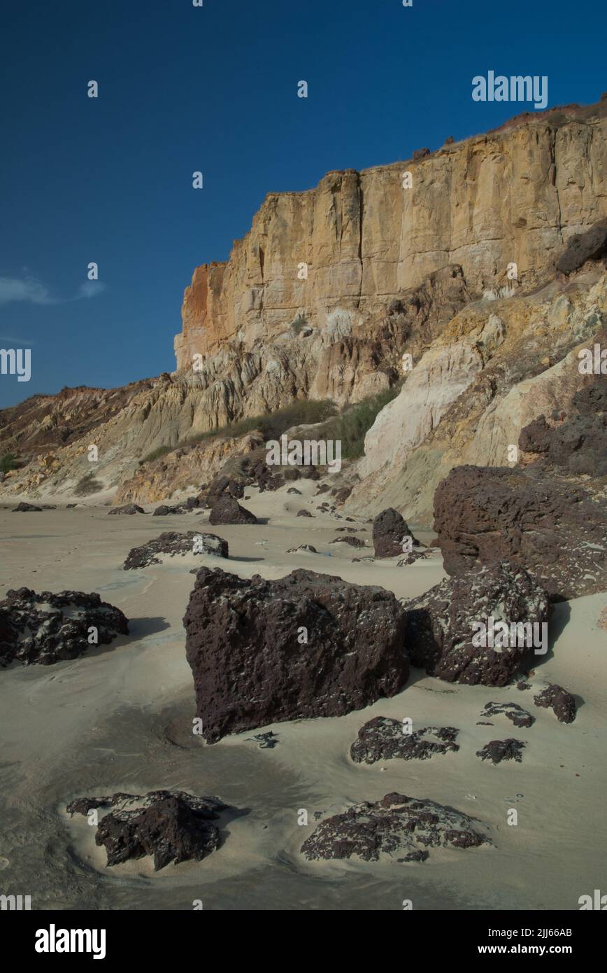 Beach and sea cliff in the Natural Reserve of Popenguine. Thies ...