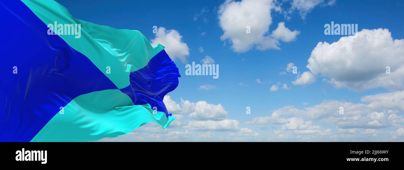 official flag of Yeniche people Austria at cloudy sky background on ...