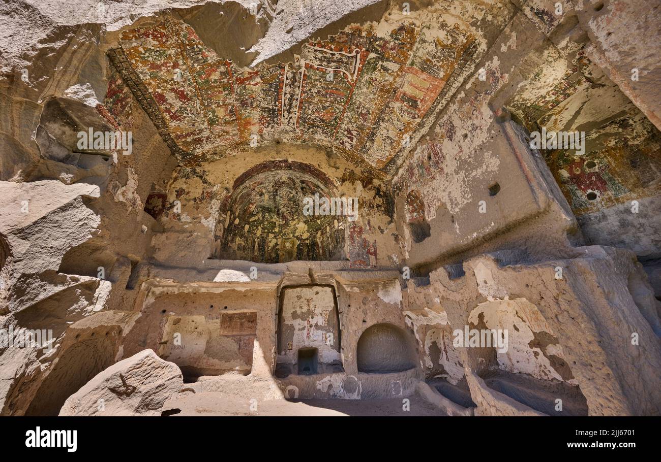Egritas church with collapsed front wall showing wall paintings, Ihlara ...