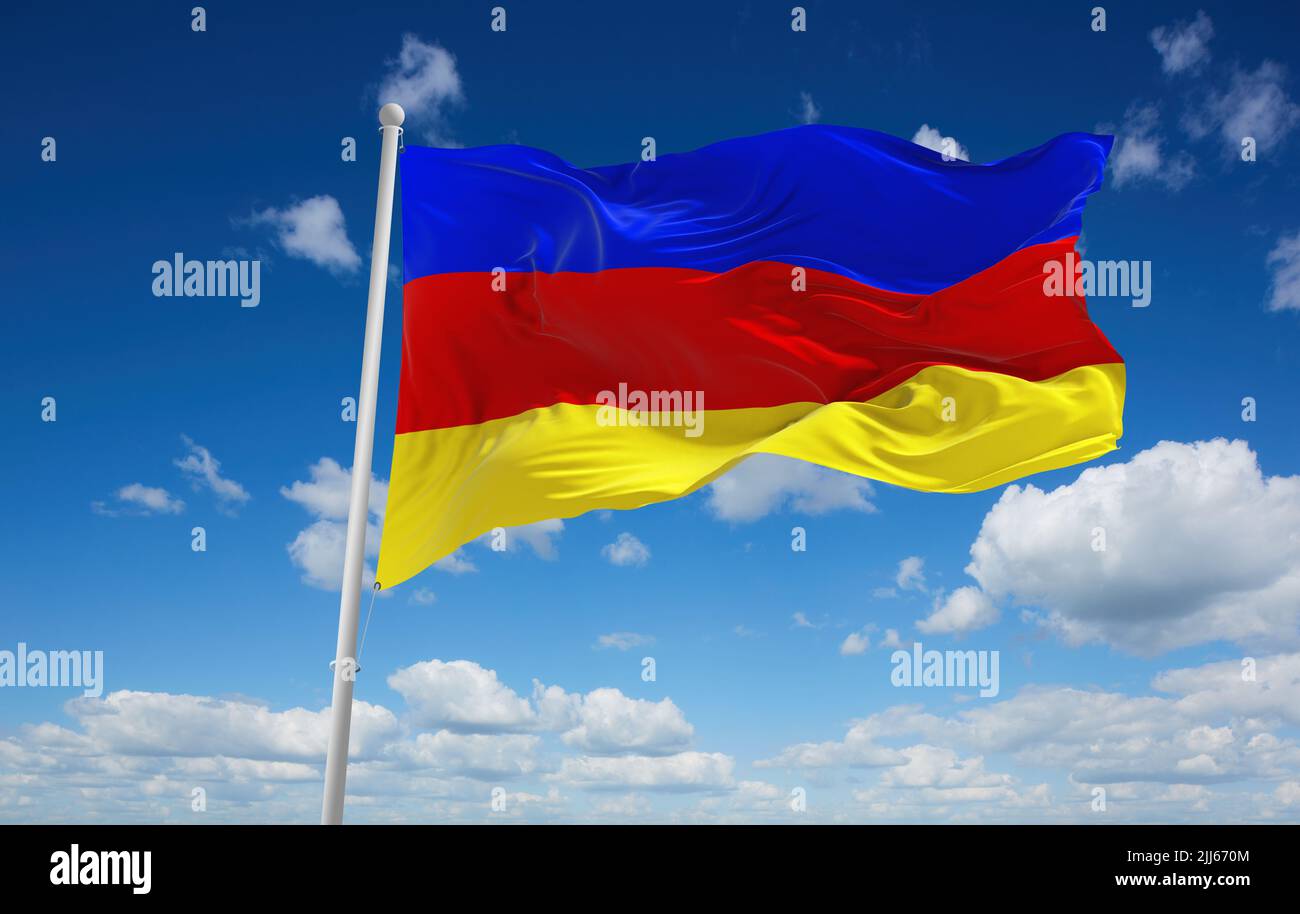 official flag of Galicia and Lodomeria 1849 1890 Austria at cloudy sky ...