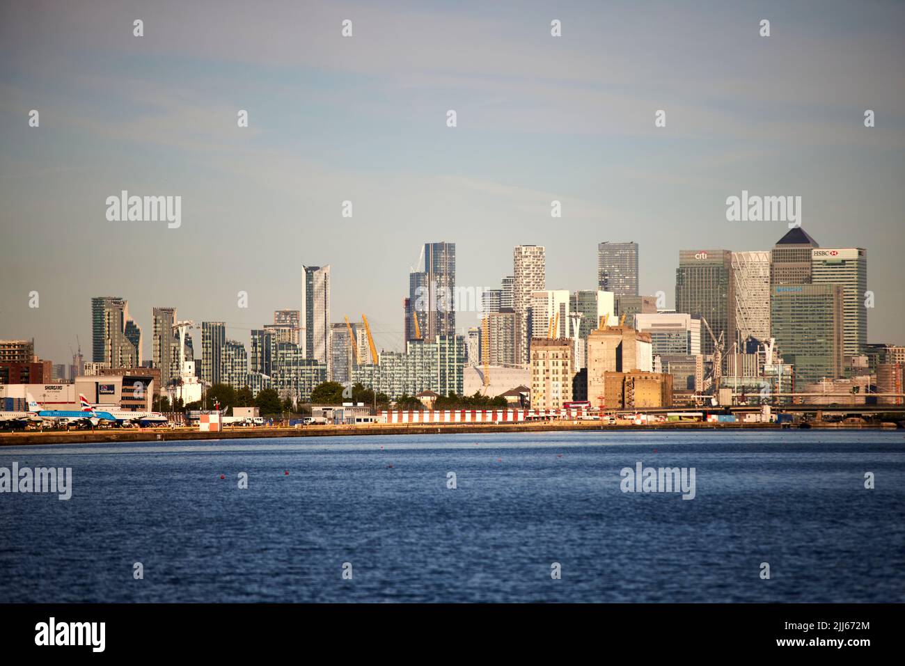 London Royal Albert Dock in Docklands area looking towards the business ...