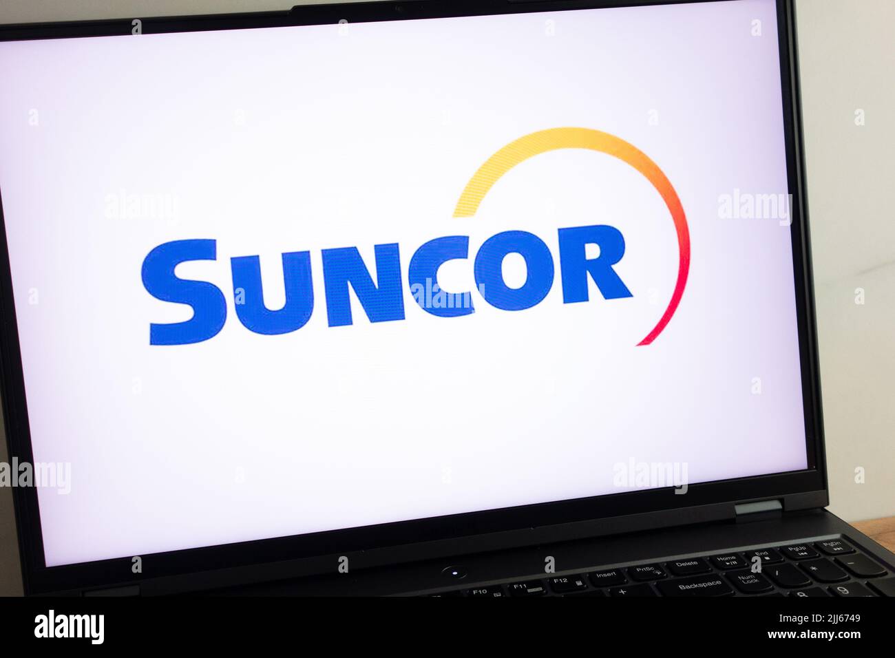 KONSKIE, POLAND - July 21, 2022: Suncor Energy company logo displayed ...