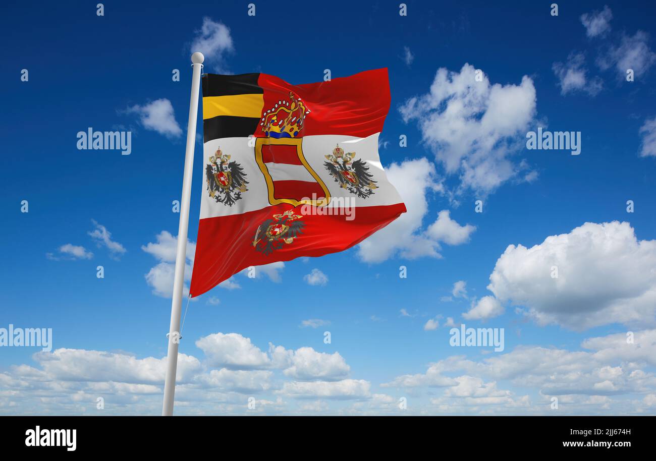 official flag of Habsburg Field Marshal's Austria at cloudy sky ...