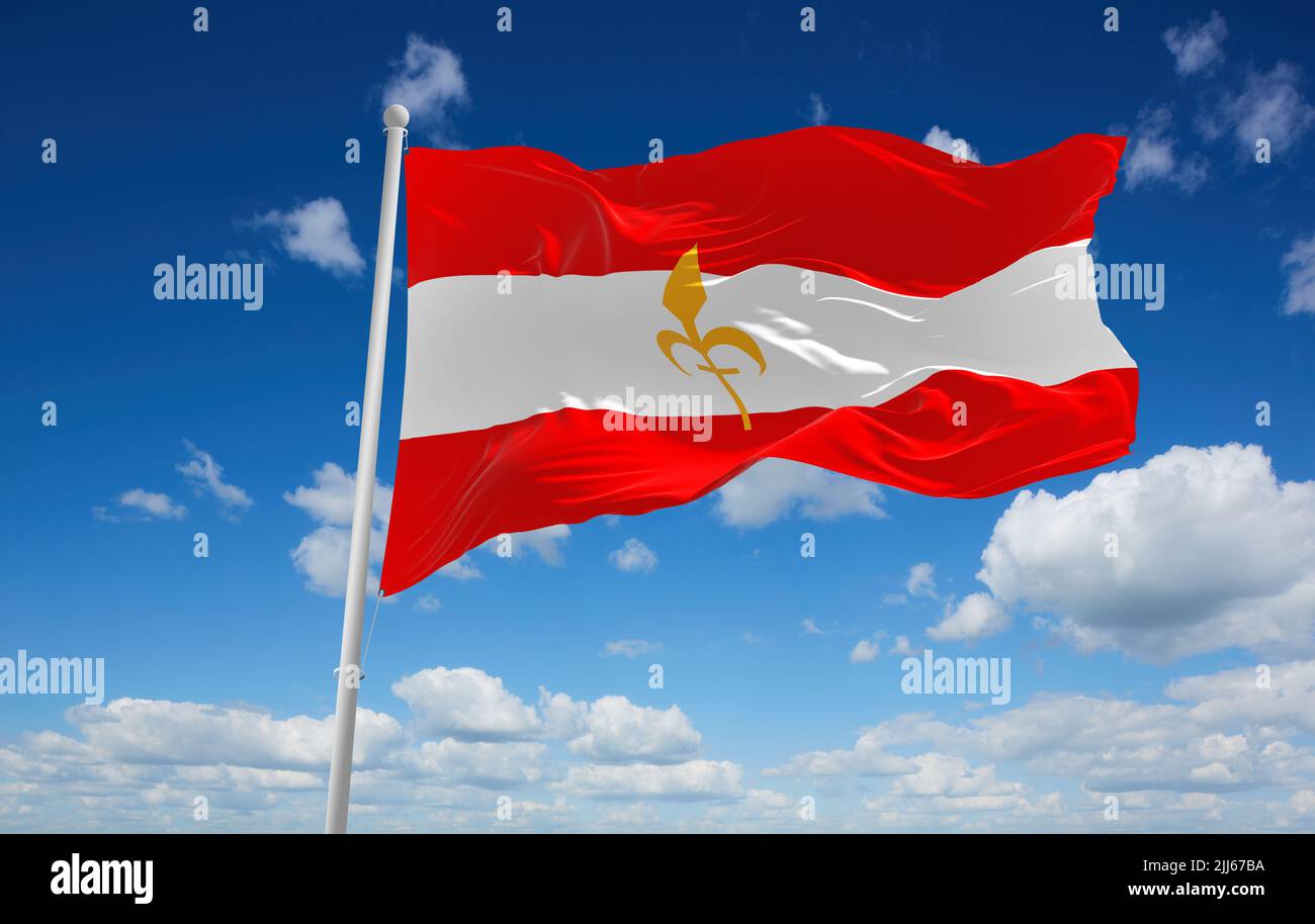 official flag of Imperial Free City of Trieste Austria at cloudy sky ...