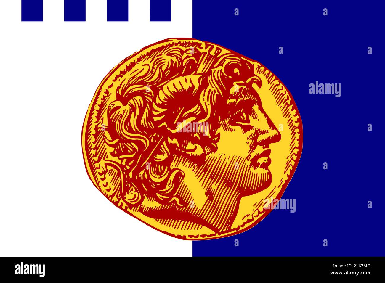 Top view of flag Thessaloniki Greece. Greek travel and patriot concept ...