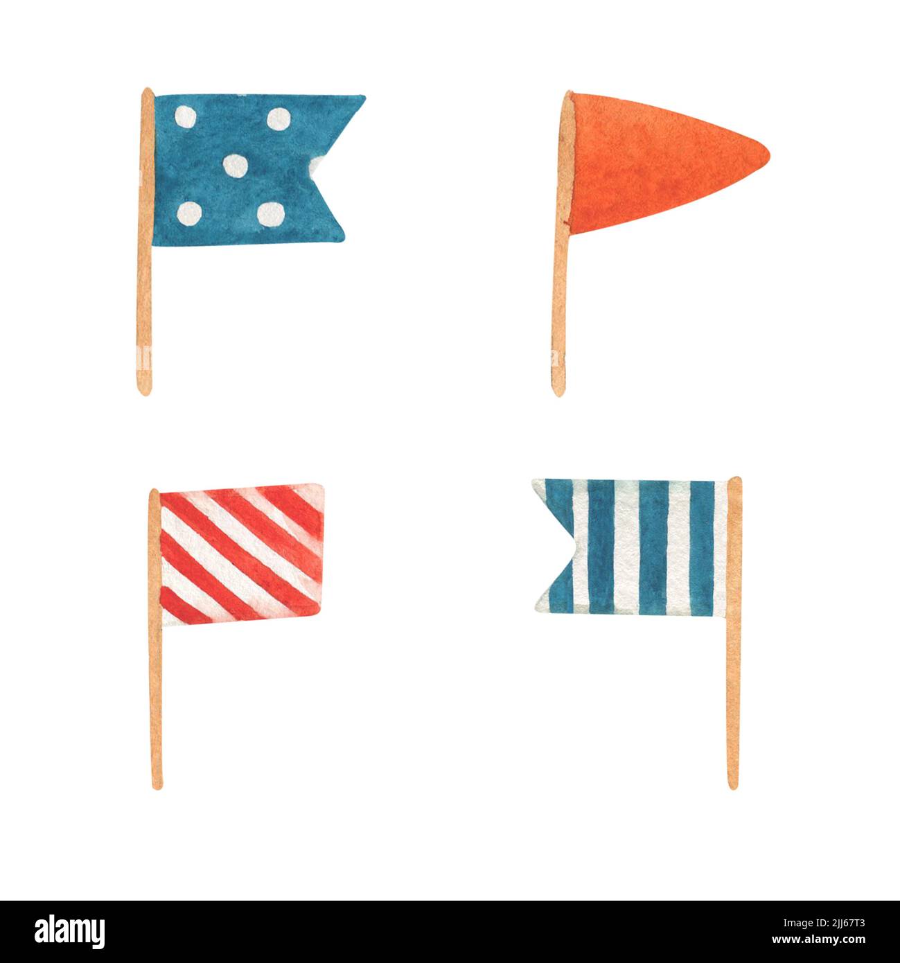 Sea. Watercolor flag illustration isolated on white background. Use for ...