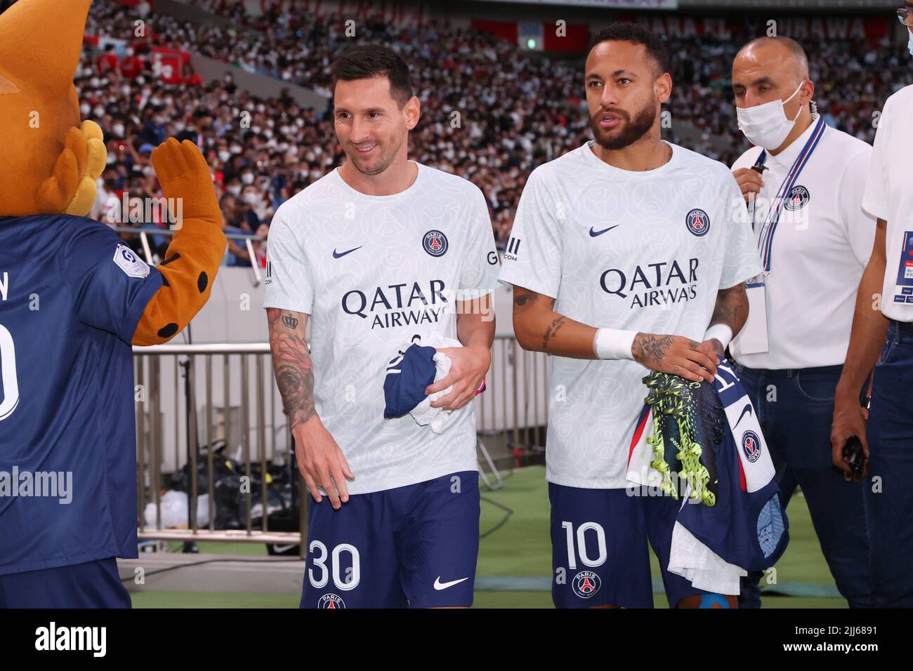 Saitama, Japan. 23rd July, 2022. (L to R) Lionel Messi, Neymar (PSG ...