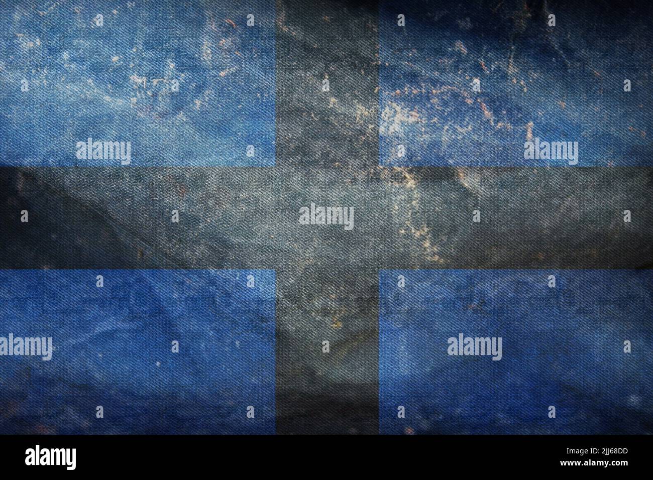 Top view of retro flag Greek black cross Greece with grunge texture ...