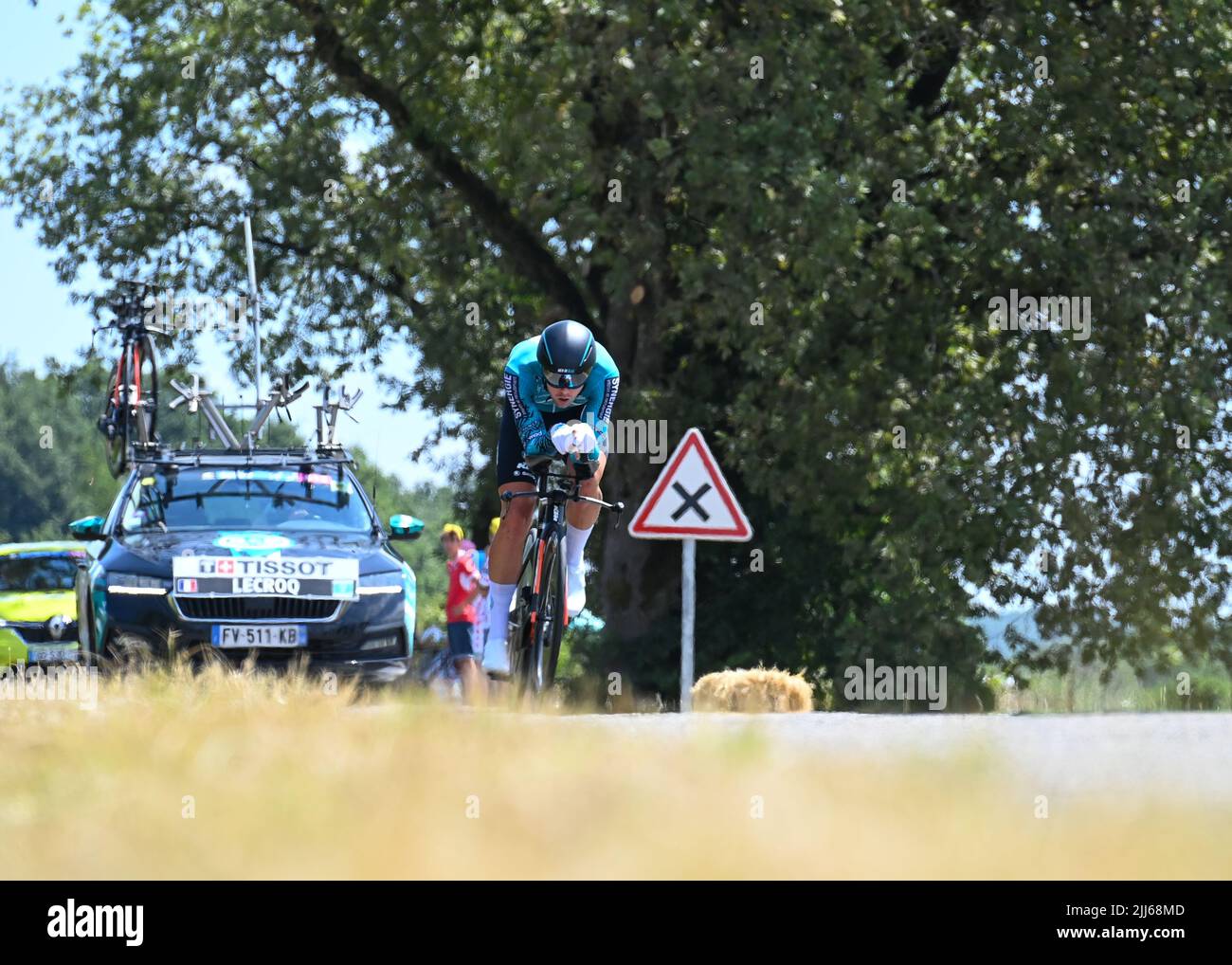 in action during Stage 20 of the Tour De France, Lacapelle-Marival to ...