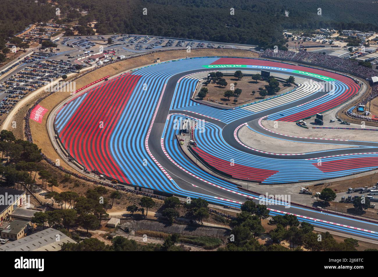 Paul Ricard circuit from helicopter, Mistral straight line, ligne ...