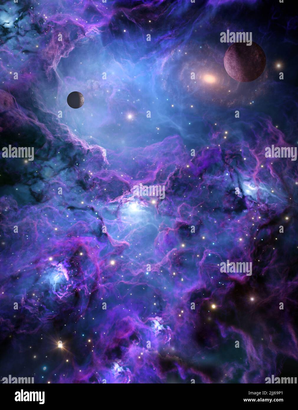 Nebula in outer space, planets and galaxy Stock Photo - Alamy