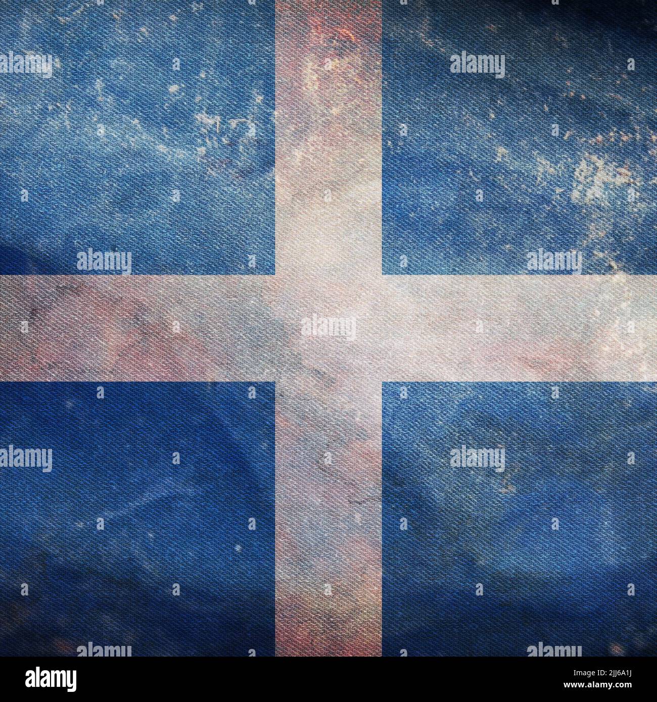Top view of retro flag Naval Jack Greece with grunge texture. Greek ...