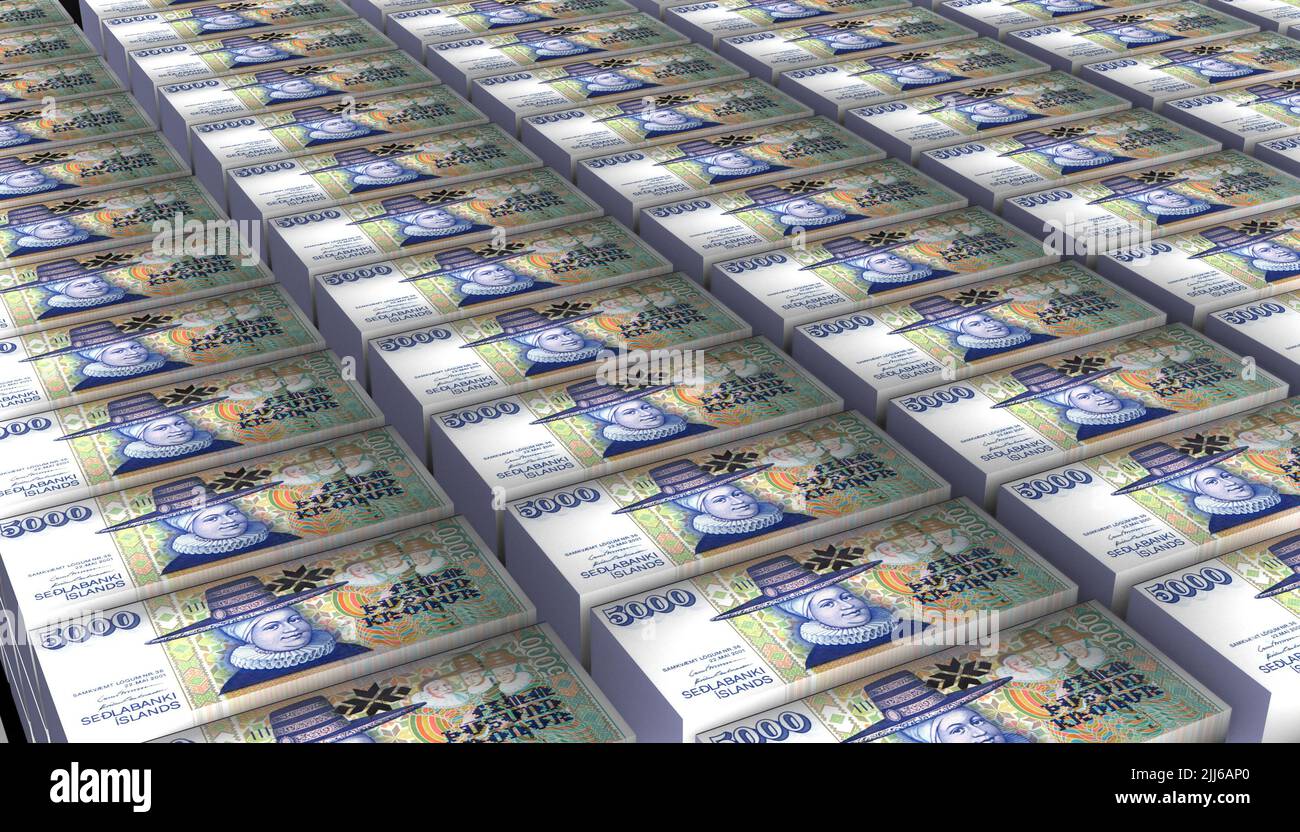 3D Illustration Iceland 5,000 Kronur Icelandic money banknote Stock ...
