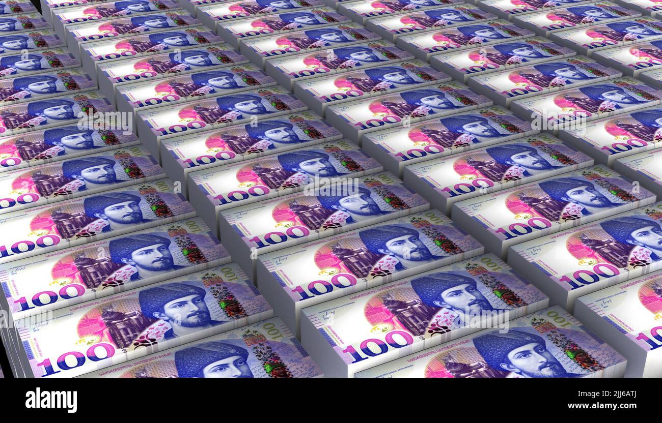 3D Illustration Georgia 100 Lari Georgian lari money banknote Stock ...