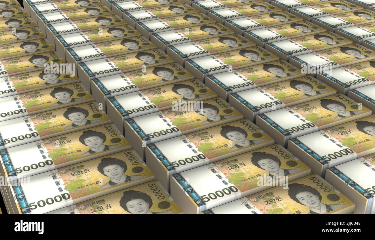 3D Illustration South Korea 50000 Won money banknote Stock Photo - Alamy
