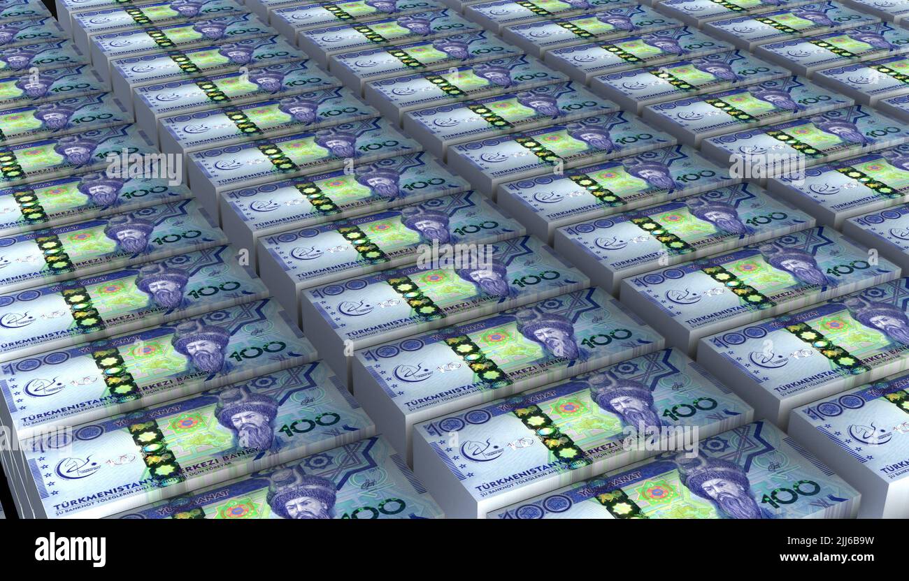 3D Illustration Turkmenistan 100 Manat money banknote Stock Photo - Alamy