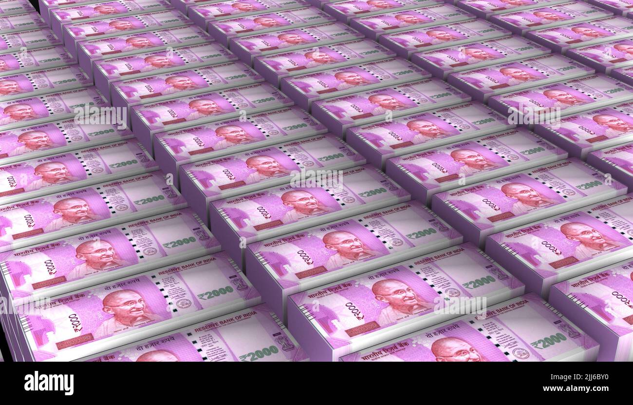 3D Illustration India 2000 Rupee money banknote Stock Photo - Alamy