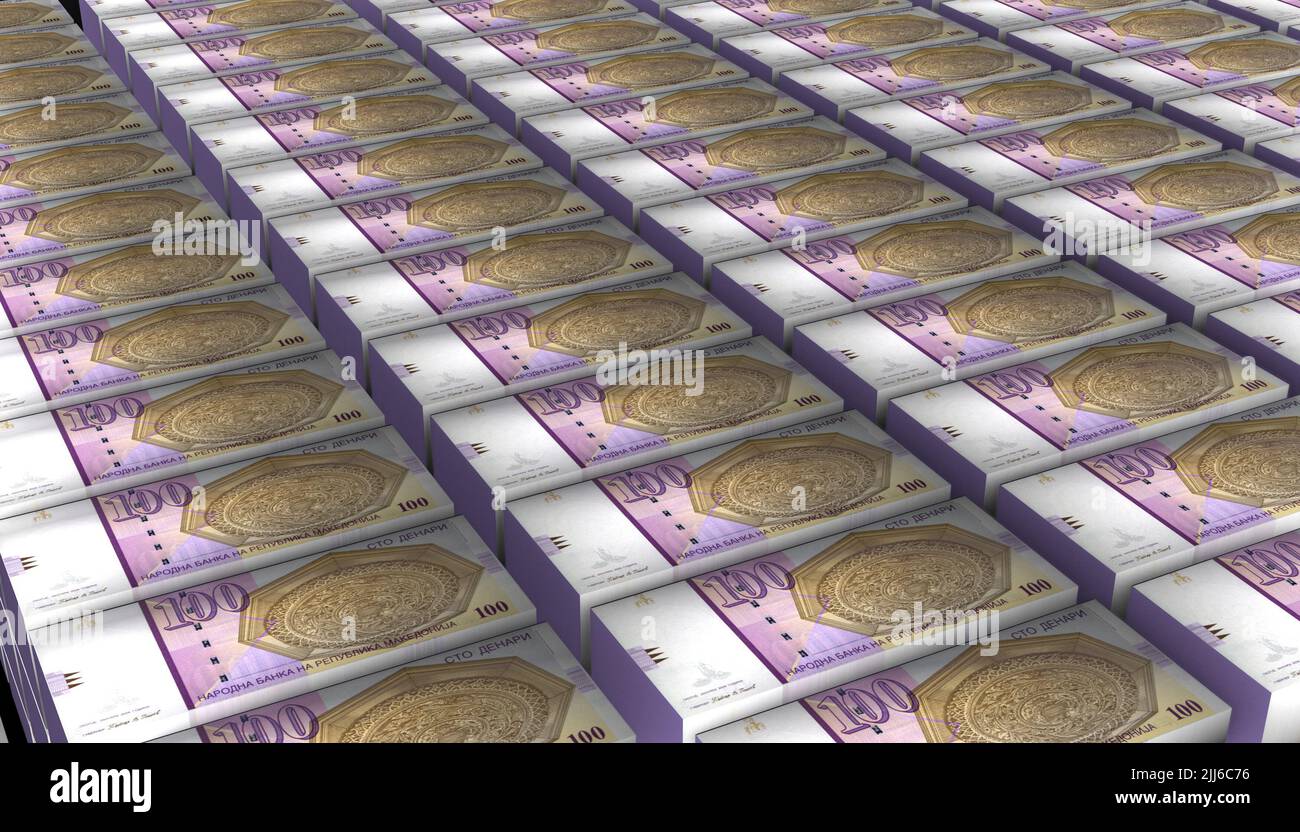 3D Illustration Macedonia 100 Denari money banknote Stock Photo - Alamy