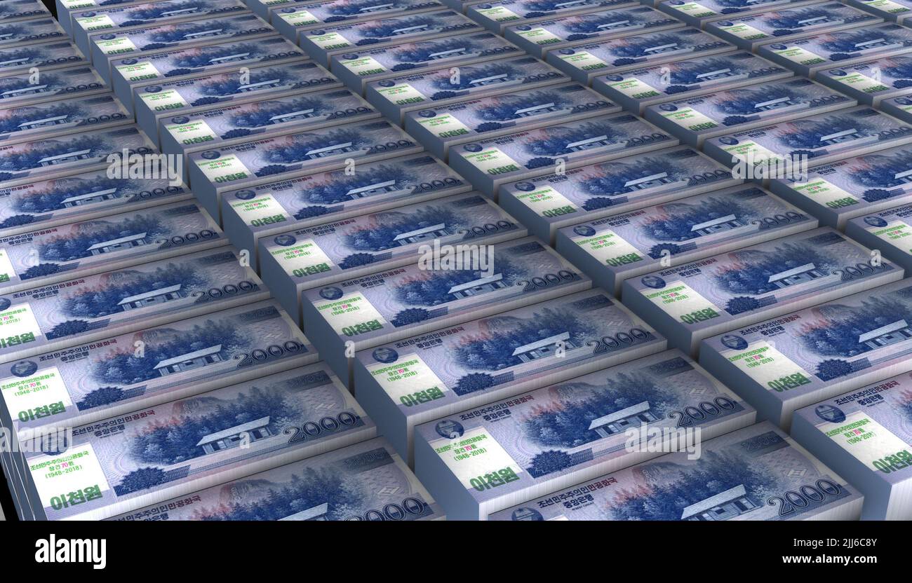 3D Illustration Korea North 2000 Won money banknote Stock Photo - Alamy