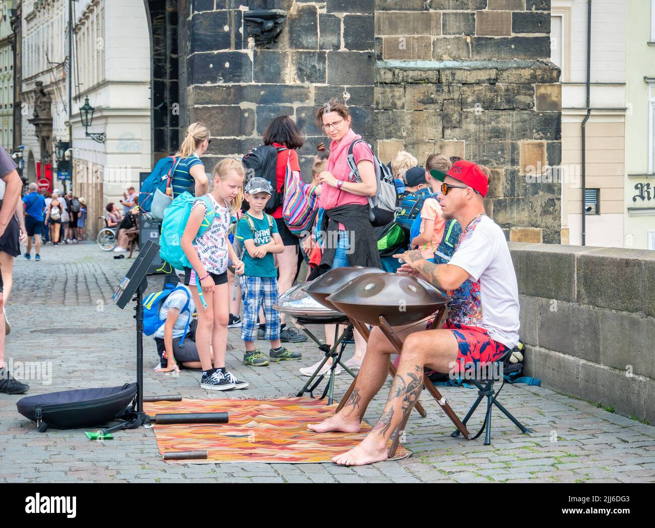 Prague, Czech Republic - June 2022:Street artist performing on the ...