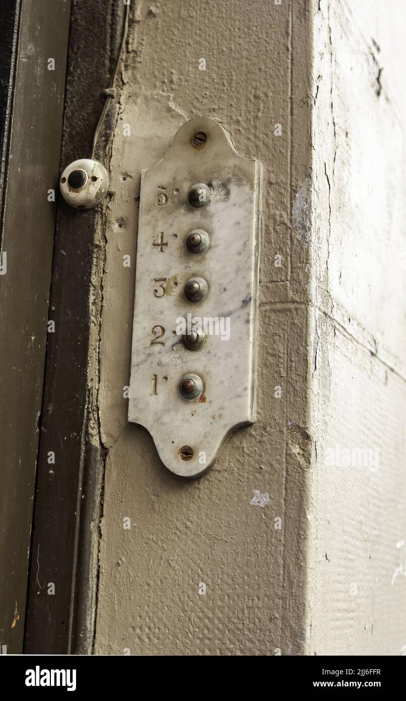 Detail of old intercom outside Stock Photo - Alamy