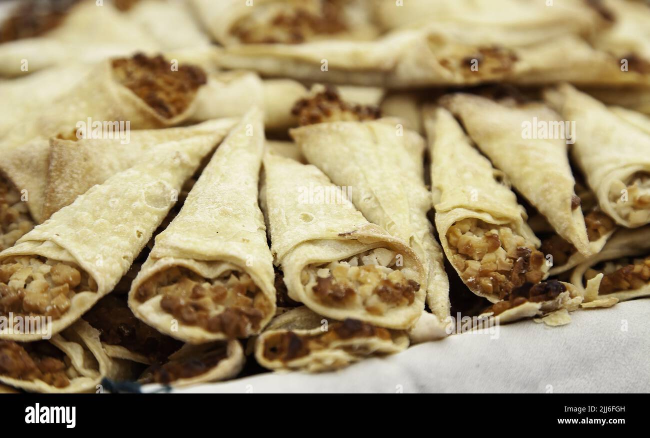 Detail of typical arabian dessert, sweet and sugary Stock Photo - Alamy