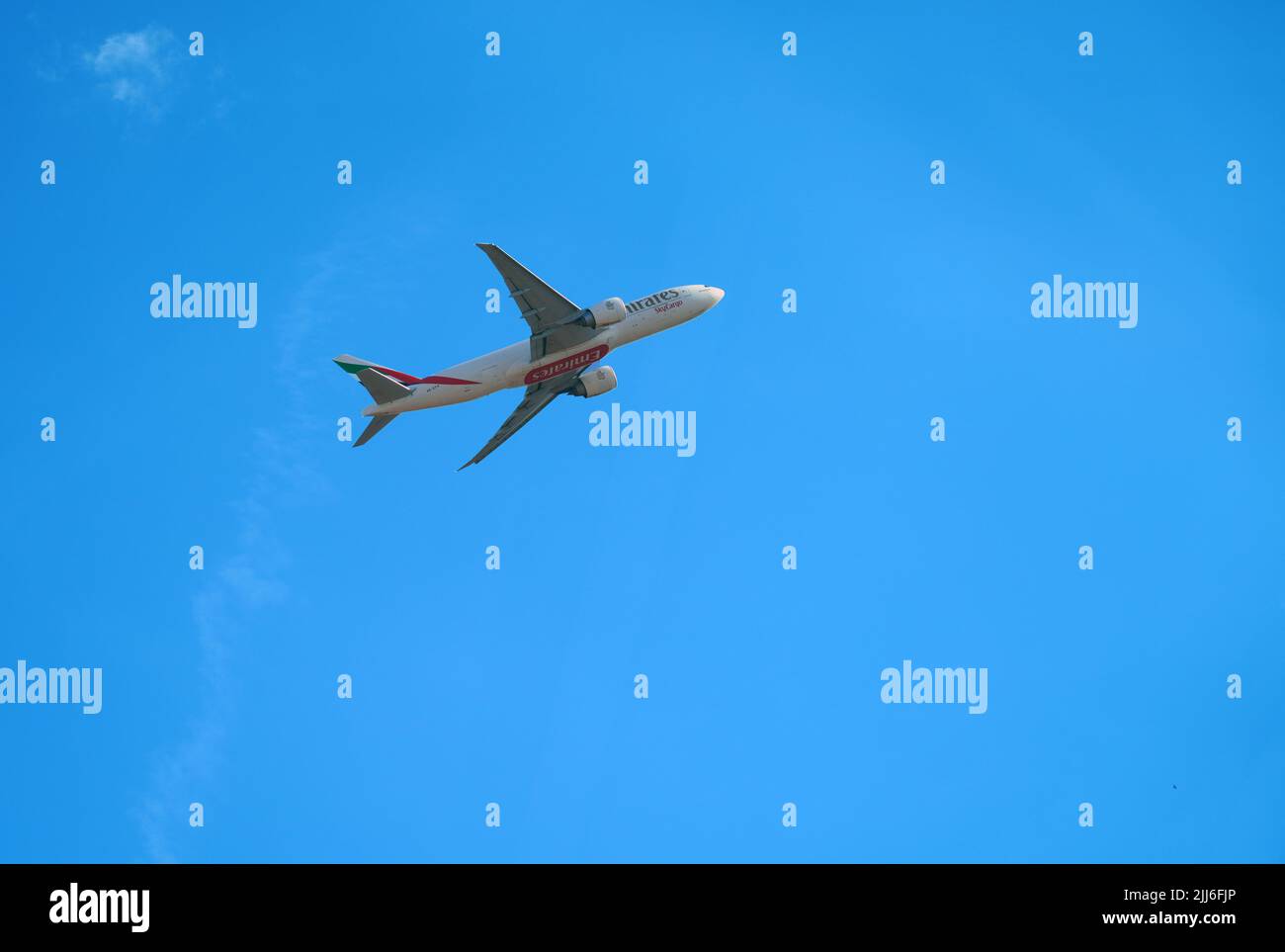 HEATHROW, ENGLAND -14 JUL 2022- View of a Boeing 777 airplane from ...