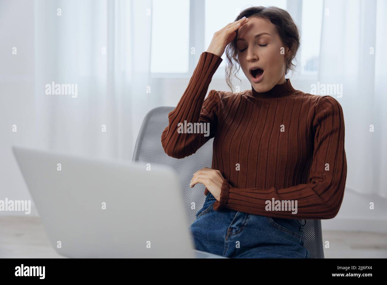 Upset confused irritated shocked curly adorable woman made critical ...