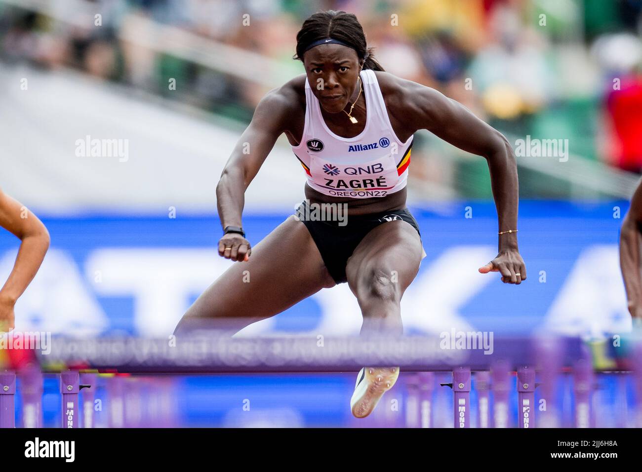 Belgian Anne Zagre pictured in action during the heats of the women's ...