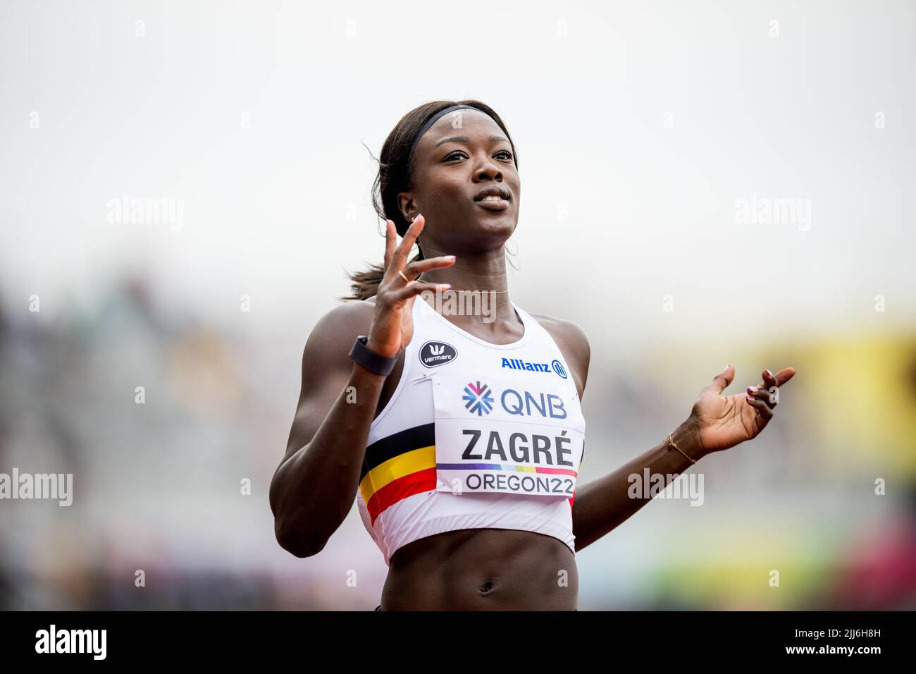 Belgian athlete Anne Zagre pictured in action during the heats of the ...