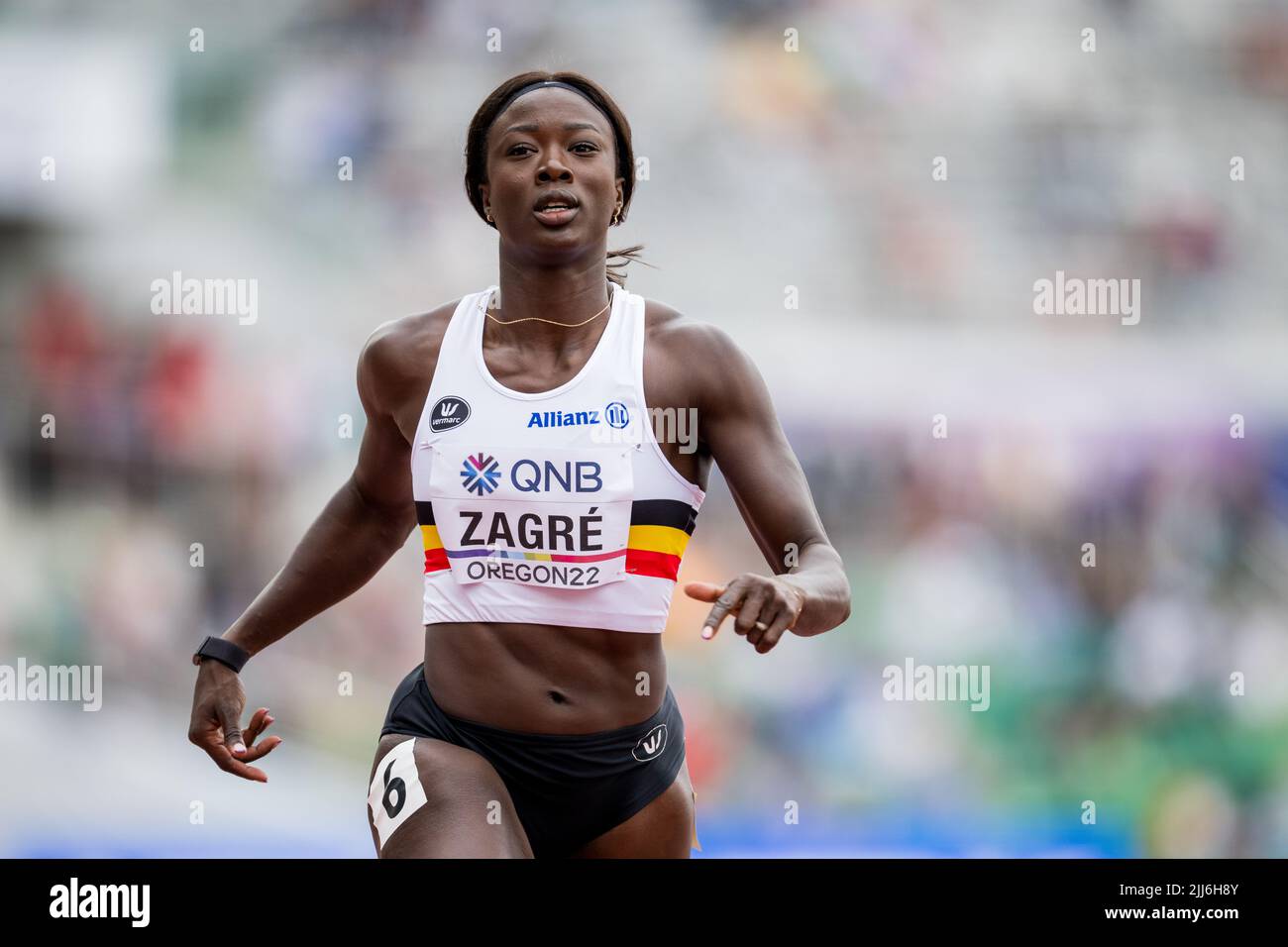 Belgian athlete Anne Zagre pictured in action during the heats of the ...