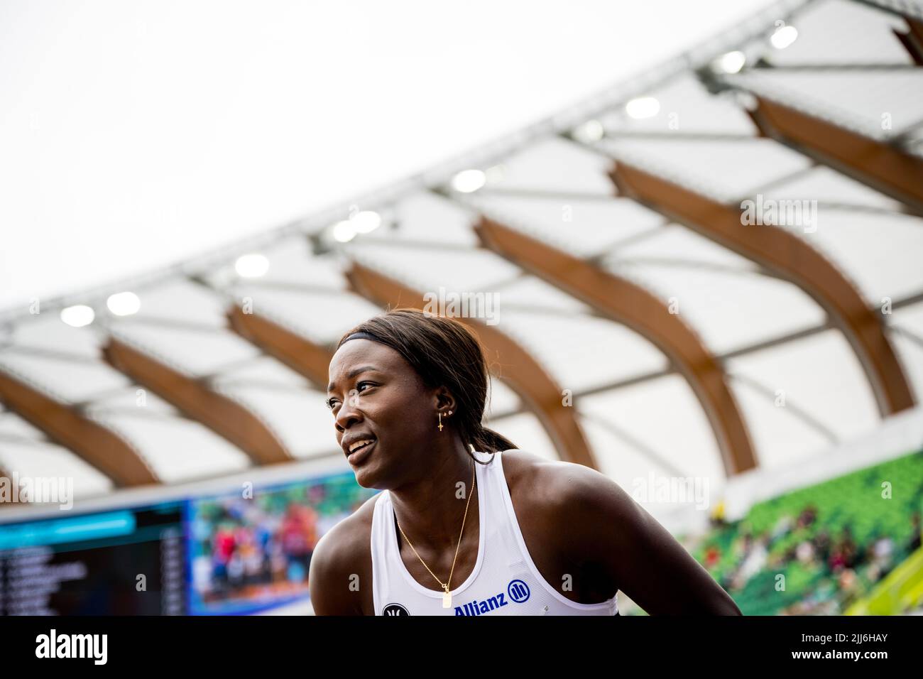 Belgian athlete Anne Zagre pictured after the heats of the women's 100m ...
