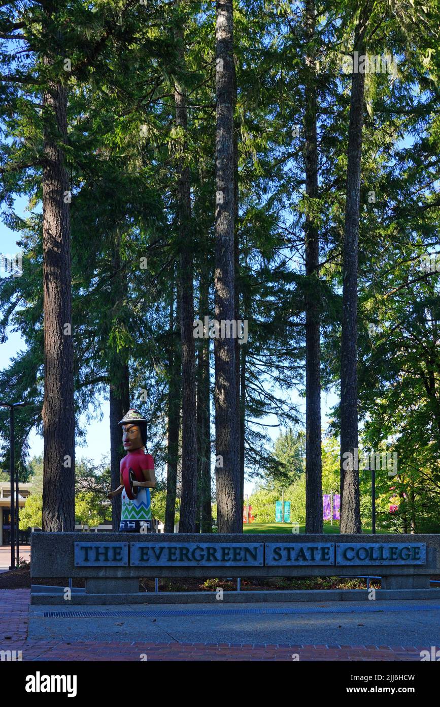 OLYMPIA, WA -2 OCT 2021- View of the Evergreen State College, a public liberal arts college ...