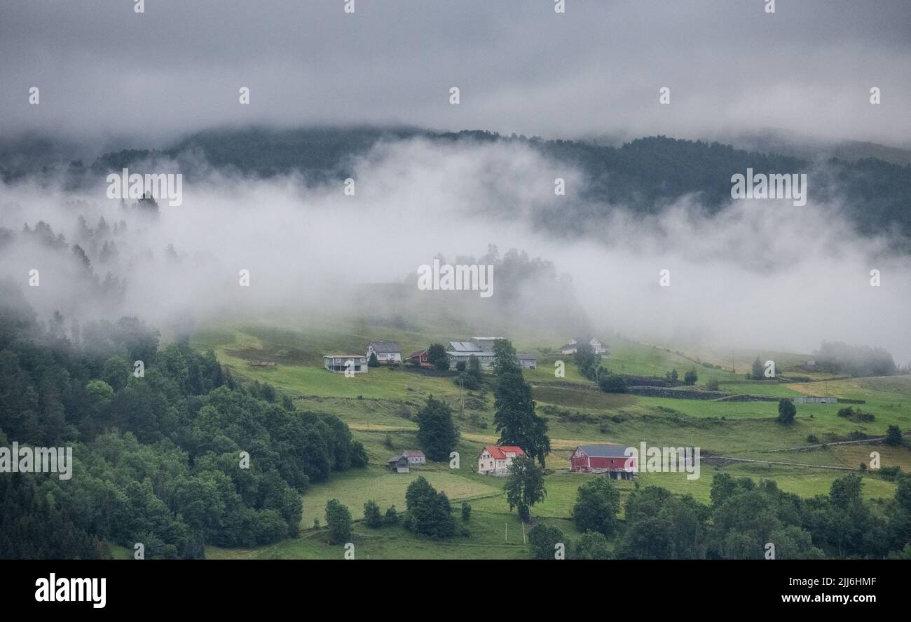 Norwegian housing near Leon, at the end of the Nordfjord, Norway Stock ...
