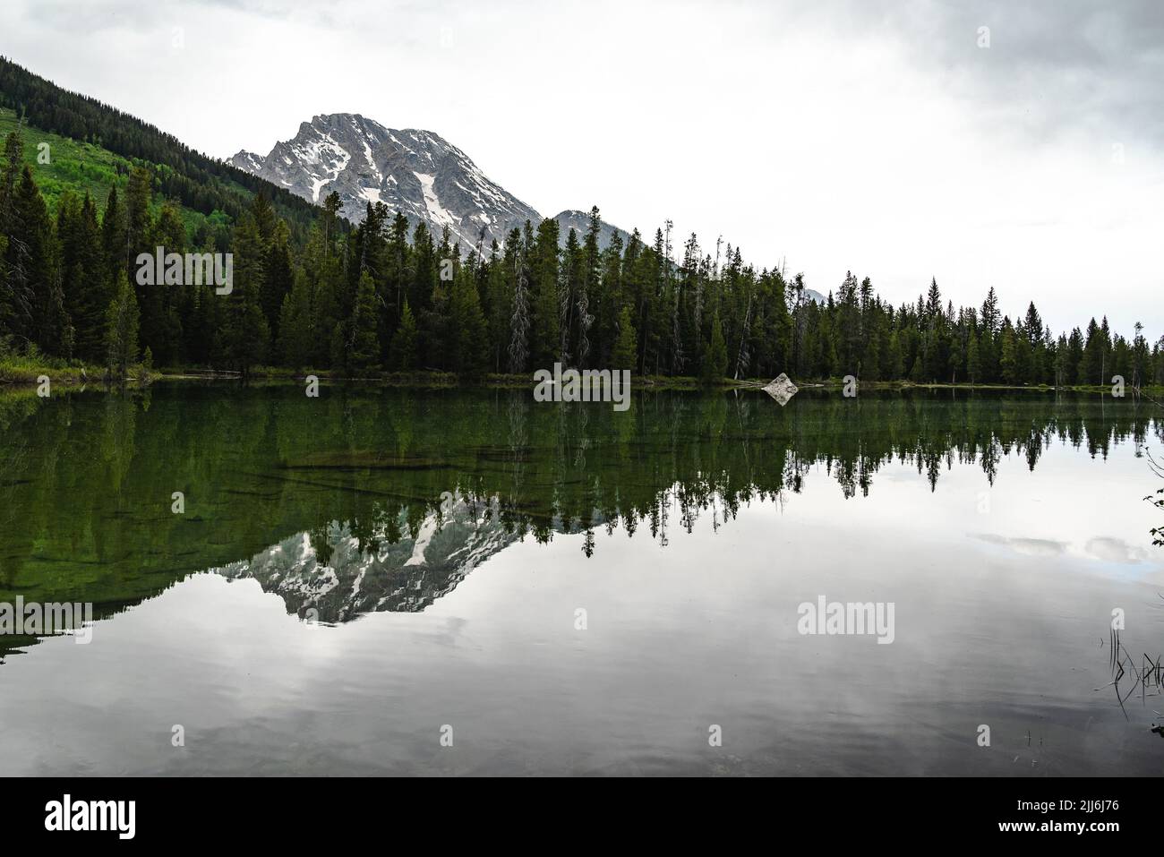 The Leigh Lake at the base of the Tetons before a storm Stock Photo - Alamy