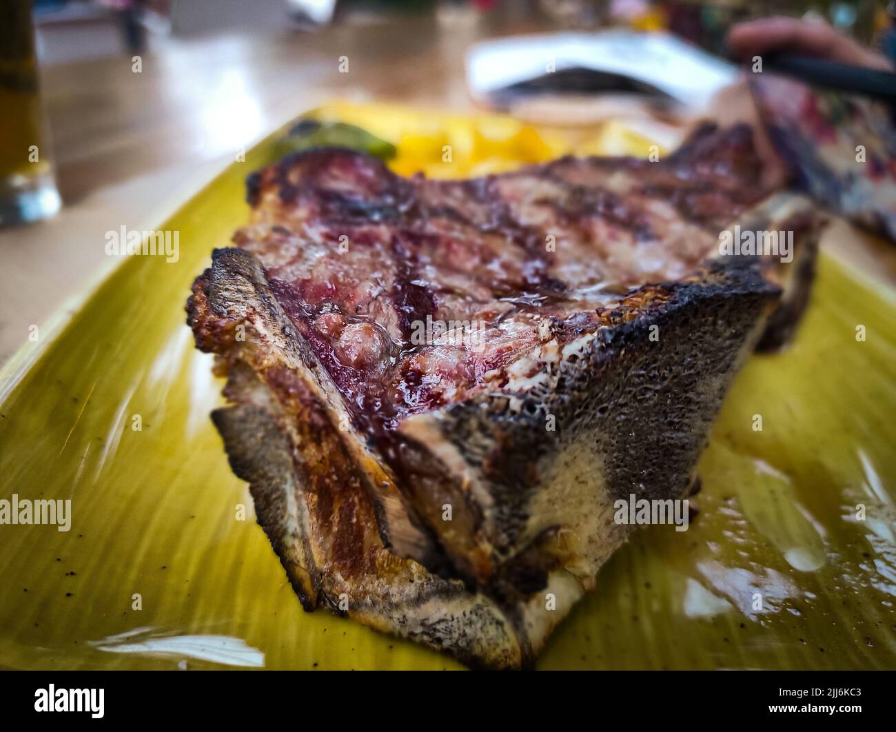 Closeup one grilled meat piece hi-res stock photography and images - Alamy