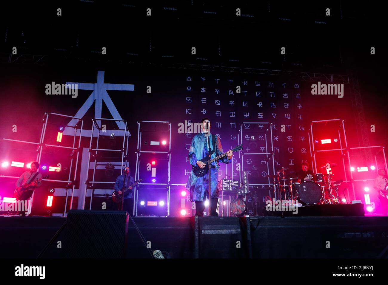 Kasabian play the Sarah Nulty main stage at Tramlines Festival Stock ...