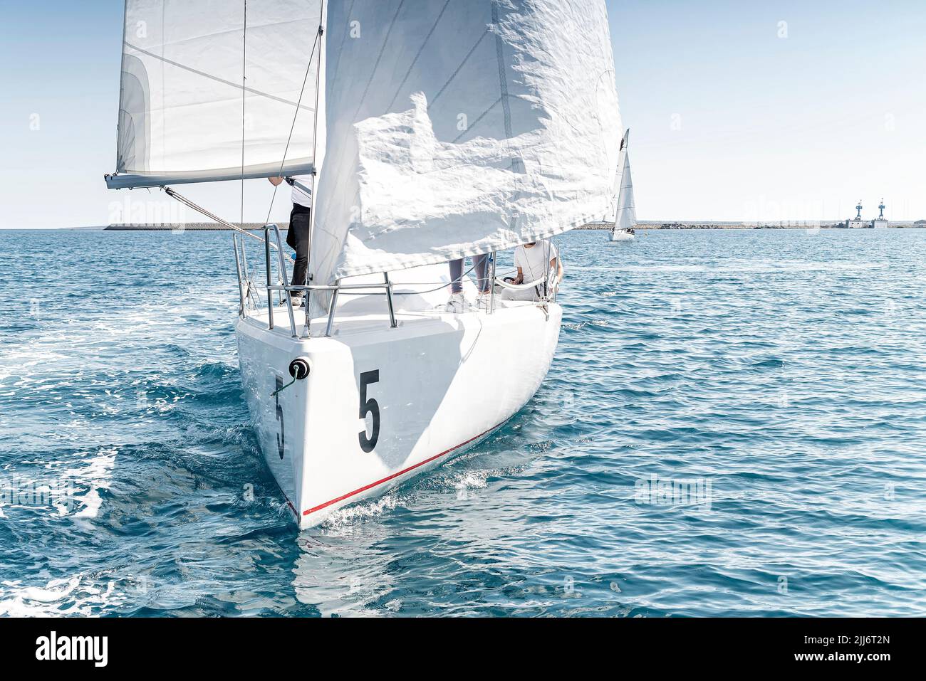 Front view of Sailing Boat Yacht Stock Photo - Alamy