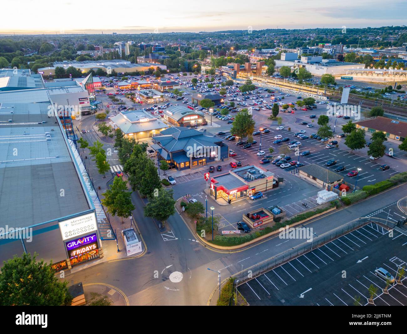 Aerial night photo Stevenage Leisure Park UK Stock Photo - Alamy