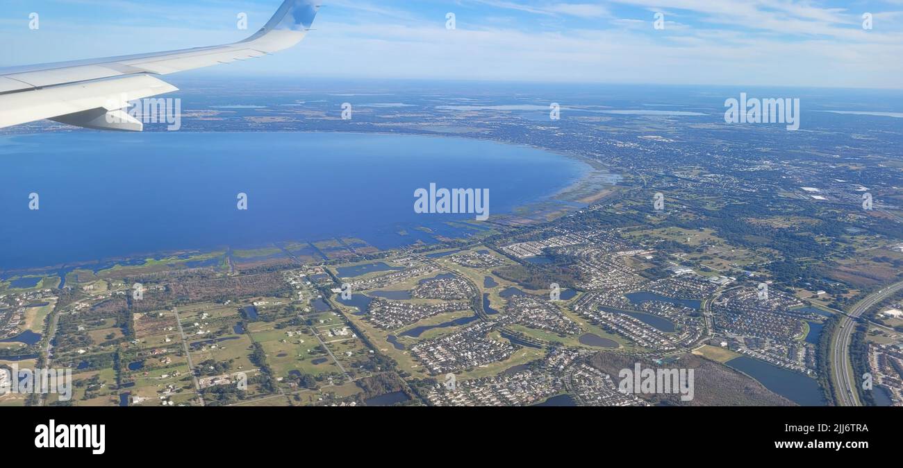 An aerial view of the landscape of Florida seen from an airplane Stock ...