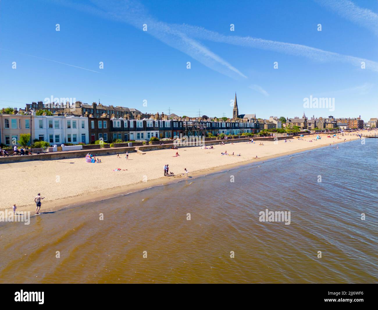 Aerial photo summer in Portobello Beach Edinburgh Scotland UK Stock ...