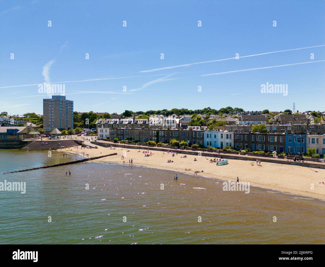 Aerial photo summer in Portobello Beach Edinburgh Scotland UK Stock ...
