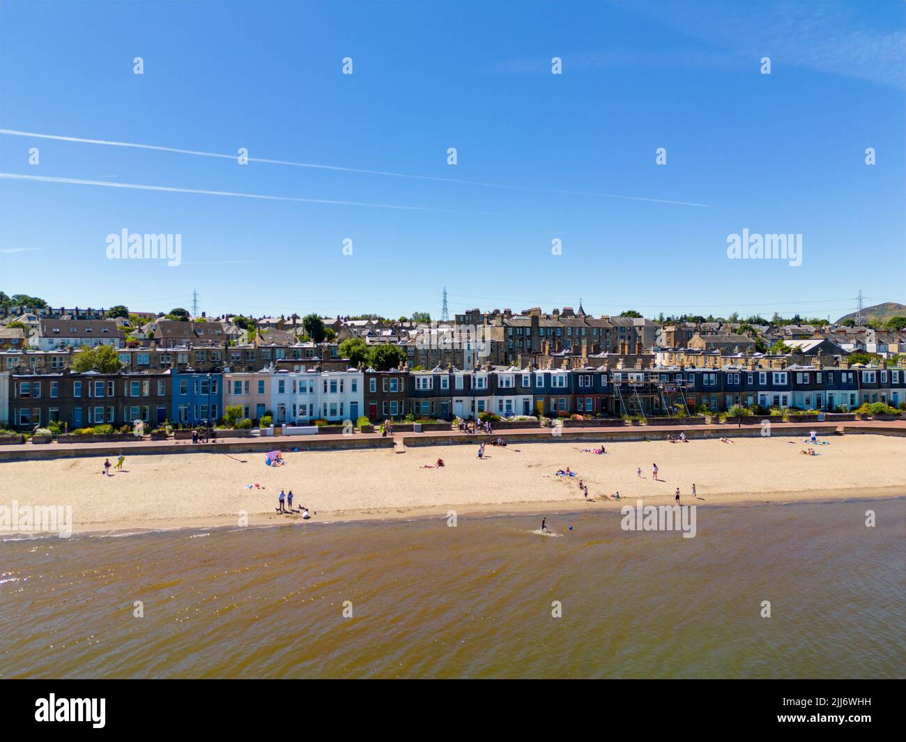 Aerial photo summer in Portobello Beach Edinburgh Scotland UK Stock ...