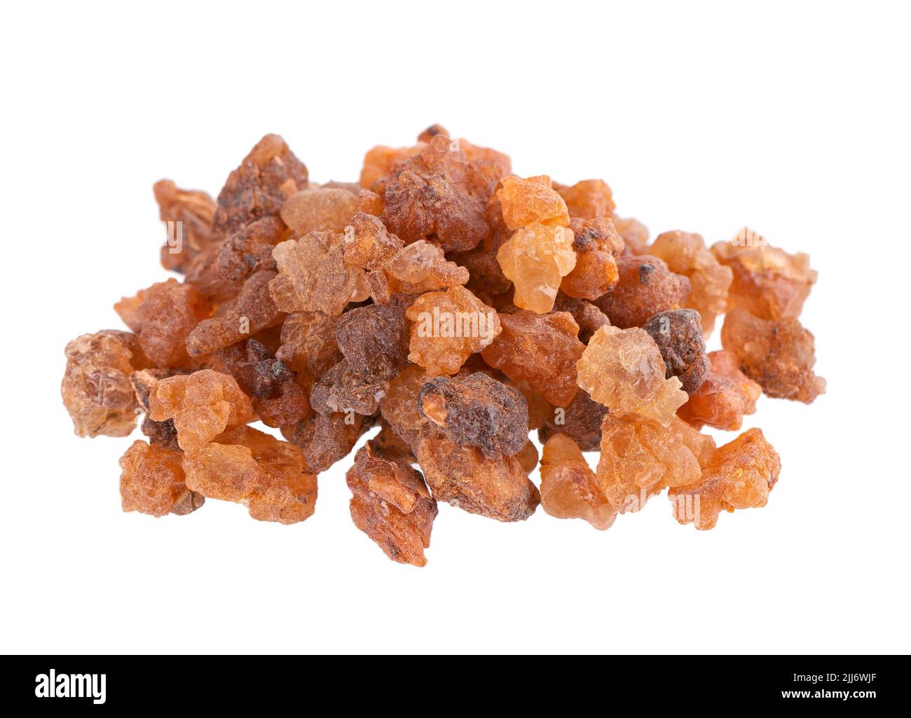 Myrrh resin isolated on white background. Pile of natural Commiphora ...