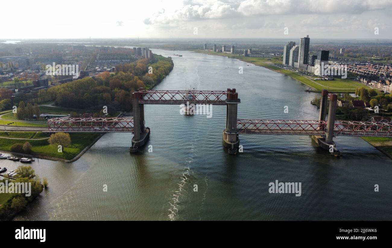 An aerial view of the Spijkenisse bridge in the Netherlands Stock Photo ...
