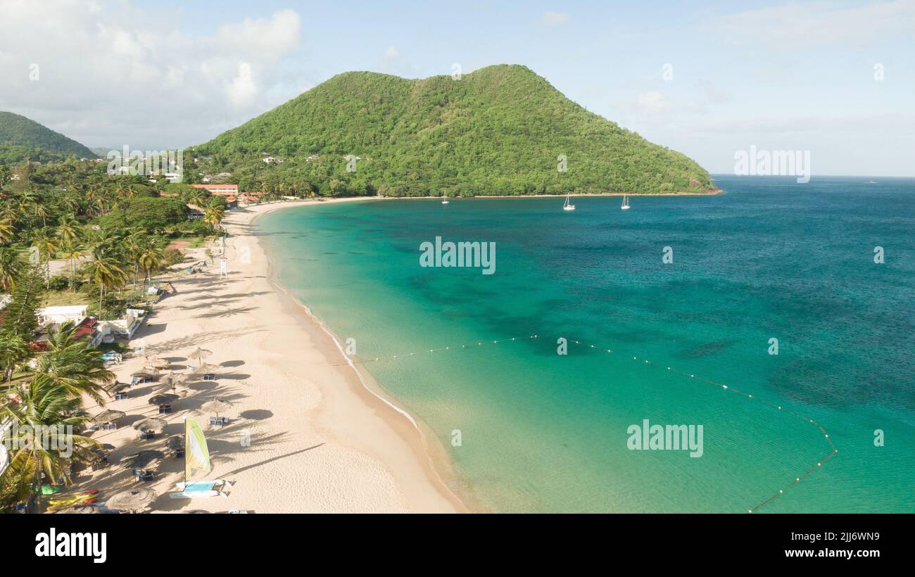 An aerial view of a beach at the Caribbean Stock Photo - Alamy