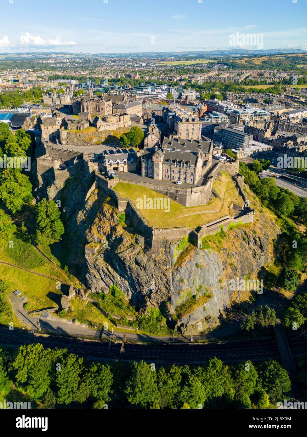 Drone photo Edinburgh Castle built in the 11th century Stock Photo - Alamy